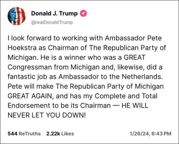 Sign the Letter to President Trump – Rescue Michigan